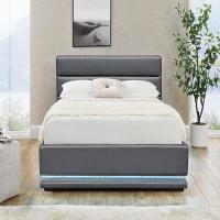 China Light Grey Tufted Storage Bed No Folded 90x190 CM LED Upholstered Bed for sale