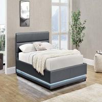 China Light Grey Tufted Storage Bed No Folded 90x190 CM LED Upholstered Bed for sale