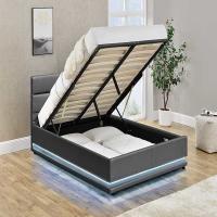 China Light Grey Tufted Storage Bed No Folded 90x190 CM LED Upholstered Bed for sale
