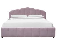China Upholstered Gas Lift Storage Bed Double Size Pink Color Plush Velvet Fabric for sale