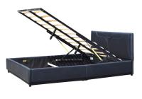 China Black Ottoman Leather 4ft6 Upholstered Double Bed Frame Gas Lift Storage Bed for sale