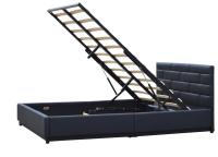 China Black Ottoman Leather 4ft6 Upholstered Double Bed Frame Gas Lift Storage Bed for sale