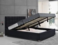 China Black Plush Velvet Upholstered Gas Lift Bed Stain Resistant With Four Metal Feet for sale