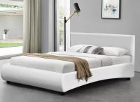 China White Faux Leather Upholstered Bed Modern Deisgn With LED Headboard for sale