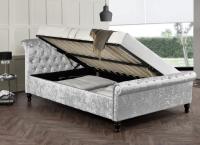 China Soft Velvet Chesterfield Ottoman Sleigh Bed Hydraulic Pistons With Huge Storage for sale
