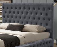China Grey Fabric King Size Ottoman Bed Frame Upholstered With Buttons Headboard for sale
