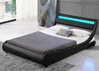 China Queen Size Faux Leather Upholstered Platform Bed Frame With Curved Headboard for sale