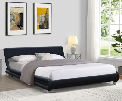 China Modern Black Faux Leather Upholstered Bed Double Size For Bedroom for sale