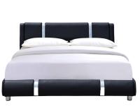 China Adjustable Headboard Queen Size Platform Bed Frame Black Faux Leather Upholstery Bed for sale