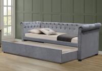 China Linen Fabric Twin Upholstered Daybed Tufted Pull Out Trundle Bed for sale