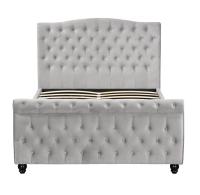 China Crushed Velvet Chesterfield Sleigh Ottoman Storage Bed Gas Lift Smooth Opening for sale