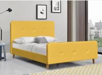 China Yellow Tufted Upholstered Platform Bed King Size Casual Looking For bedroom for sale