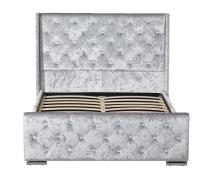 China Modern Double Size Upholstered Bed Crush Velvet Silver Upholstered Platform Bed for sale