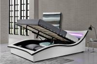 China Italian Design Gas Lift Storage Bed Curve Shape Faux Leather PU With LED for sale