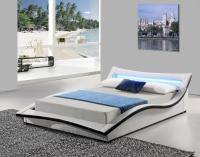 China Italian Design Gas Lift Storage Bed Curve Shape Faux Leather PU With LED for sale