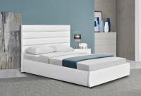 China White PU Leather Bed Frame Automatic Gas Lift With Storage Box for sale