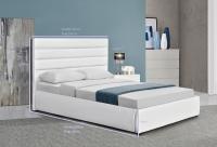 China White PU Leather Bed Frame Automatic Gas Lift With Storage Box for sale