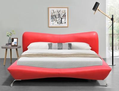 China Faux Leather Upholstered Platform Bed Frame / Wood Slat Support / Pressure Relieving for sale