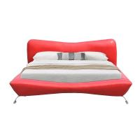 China Faux Leather Upholstered Platform Bed Frame / Wood Slat Support / Pressure Relieving for sale