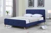 China Modern Scandinavian Bed Frame Queen Size Fabric Upholstered Bed Manufacturer for sale