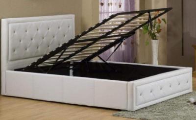 China Full Size High Headboard Gas Lift Storage Bed Leather Bed Manufacturers for sale