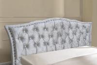 China Luxurious King Size Velvet Fabric Bed Frame With Tufted And Crystal Headboard for sale