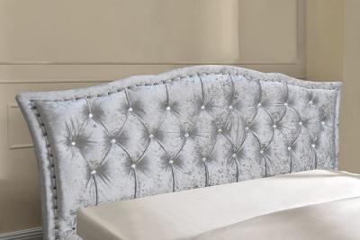 China Luxurious King Size Velvet Fabric Bed Frame With Tufted And Crystal Headboard for sale