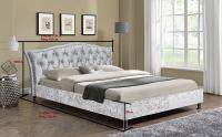 China Luxurious King Size Velvet Fabric Bed Frame With Tufted And Crystal Headboard for sale