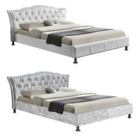 China Luxurious King Size Velvet Fabric Bed Frame With Tufted And Crystal Headboard for sale