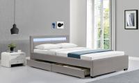 China Grey/Black Fabrc Upholstered Bed Manufacturer King Size With LED / Draws for sale