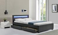 China Grey/Black Fabrc Upholstered Bed Manufacturer King Size With LED / Draws for sale