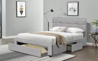 China King Size Upholstered Bed Frame Grey Dark Blue Black Linen With Draws for sale