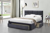 China King Size Upholstered Bed Frame Grey Dark Blue Black Linen With Draws for sale
