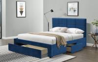 China King Size Upholstered Bed Frame Grey Dark Blue Black Linen With Draws for sale