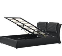 China Multifunction Black PU leather Gas Lift Storage Bed Full Size for sale