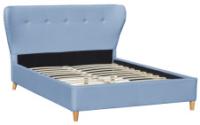 China Simple Design Plywood Fabric Upholstered Bed Frame Modern Blue Colour for sale