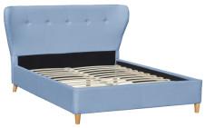 China Simple Design Plywood Fabric Upholstered Bed Frame Modern Blue Colour for sale