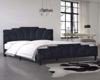 China Special Shape Upholstered Bed Frame Modern King Size Black PU Leather for sale