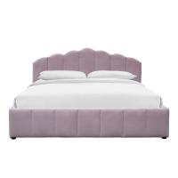 China Pink Queen Size Velvet Fabric Upholstered Storage Bed Frame With Special Headboard for sale