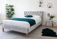 China Upholstered Plywood Bed Frame With Dimond Buttons Headboard for sale
