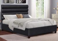 China Modern King Size Upholstered Platform Bed With Black Headboard for sale