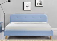 China Fabric Upholstered Plywood Bed Frame Modern Fashion Blue Colour for sale
