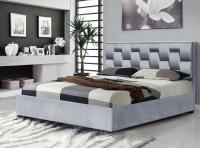 China Grey Velvet Fabric Storage Bed Frame With Tufted High Headboard for sale