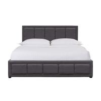 China Dark Grey Double Size Linen Fabric Wood Upholstered Bed Wholesale Bed Manufacturers for sale