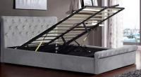 China Wholesale Space Saving Gas Lift Storage Bed Grey Velvet Upholstered Bed Manufacturer for sale