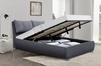 China Gas Lift Storage Upholstered Bed Frame King Size Dark Green Velvet Wholesale for sale