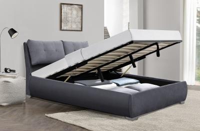 China Gas Lift Storage Upholstered Bed Frame King Size Dark Green Velvet Wholesale for sale