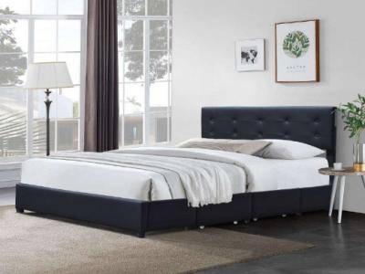China Modern PU Leather Storage Bed Frame With Hiddenable Slide Drawers for sale