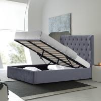 China Upholstered Gas Lift, Wooden Platform Bed with Hydraulic Storage System for sale