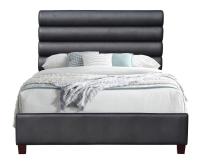 China Black PU Leather Upholstered Bed Frame Queen Size Bedroom Funiture for sale